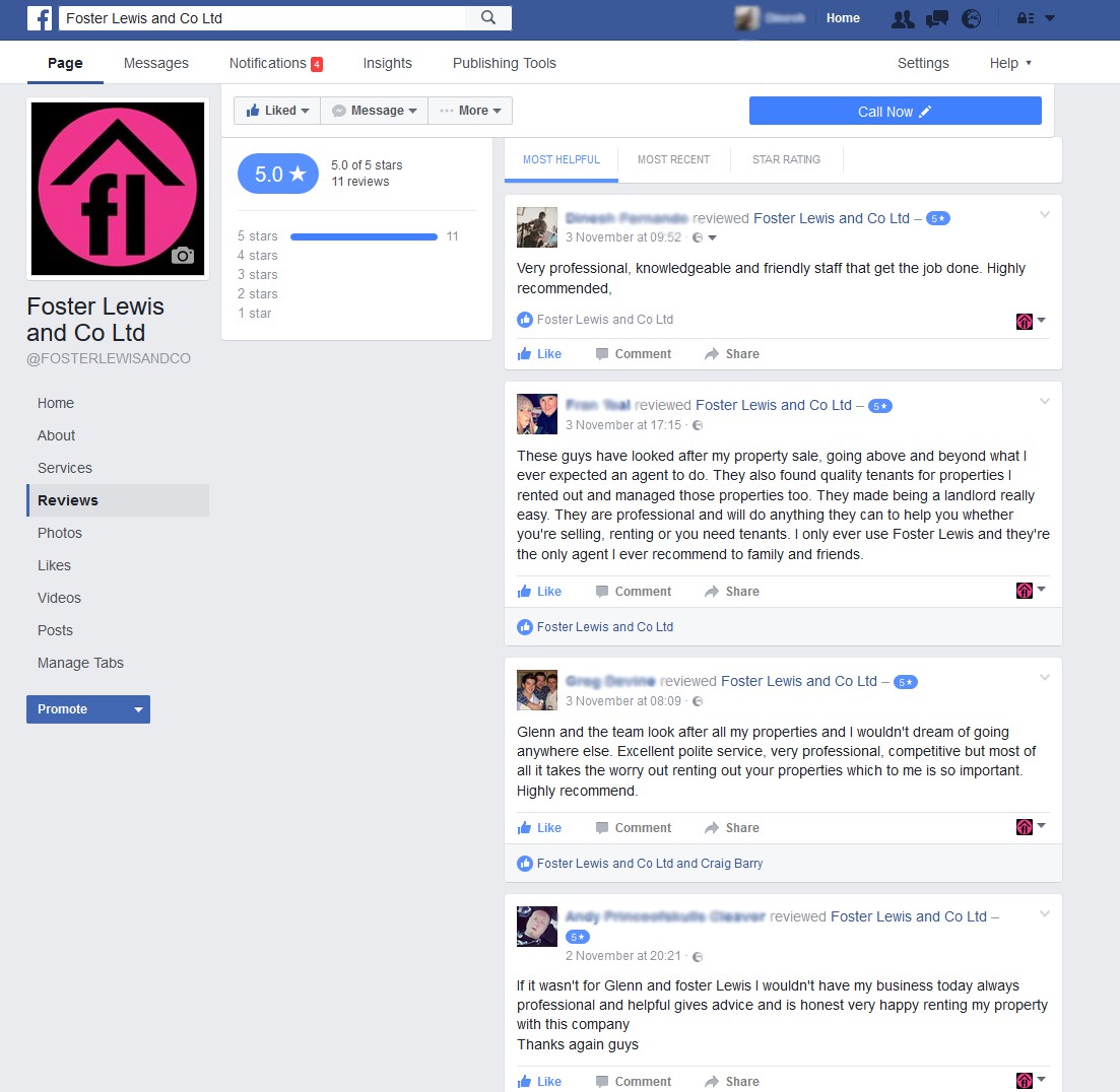Our Recent Facebook Reviews | Foster Lewis & Co | Estate Agents